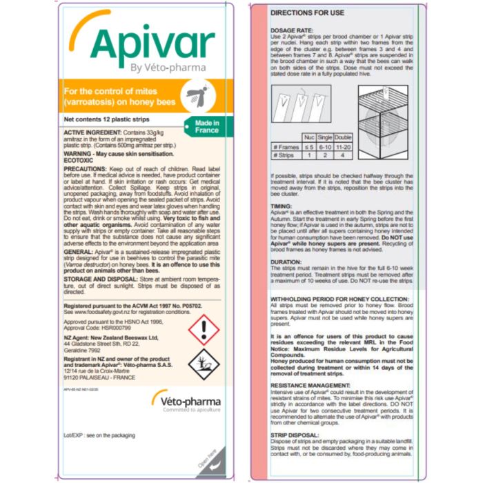 Apivar Varroa Strips 4 Pack – The Urban Beehive